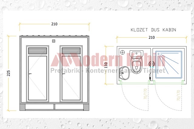 wc kabin planları, seyyar wc plan, tuvalet kabin plan, taşınabilir wc plan