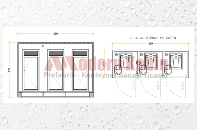 wc kabin planları, seyyar wc plan, tuvalet kabin plan, taşınabilir wc plan