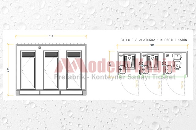 wc kabin planları, seyyar wc plan, tuvalet kabin plan, taşınabilir wc plan