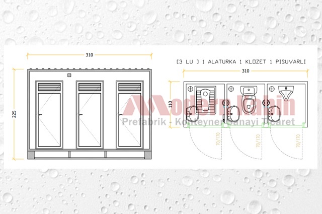 wc kabin planları, seyyar wc plan, tuvalet kabin plan, taşınabilir wc plan
